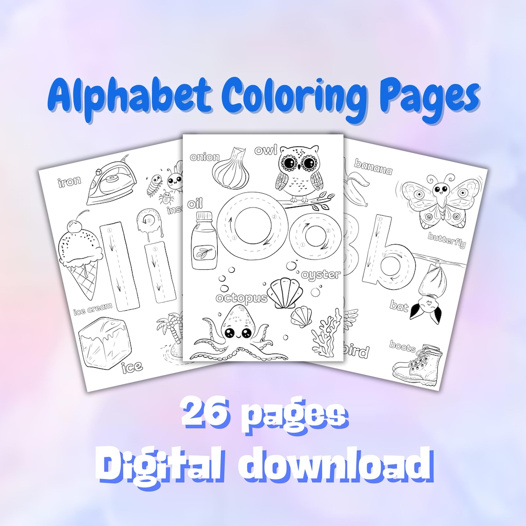 Alphabet 26 Coloring Pages for Kids Printable Files for Children PDF ...