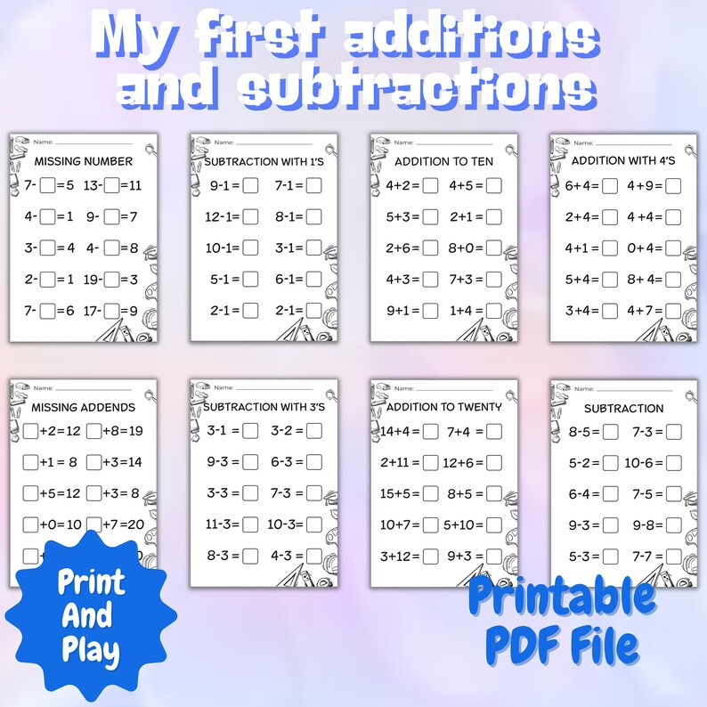 My First Additions and Subtractions, Math Exercises for Children, 41 ...