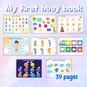 Printable Toddler Busy Book, Quiet Book, Montessori Materials Preschool ...