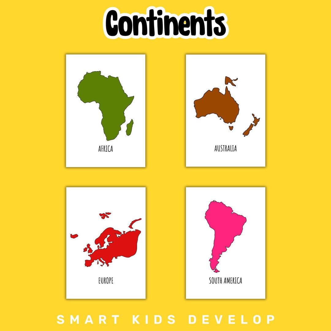 Montessori World Map CONTINENTS Educational Preschool Coloring Pages ...
