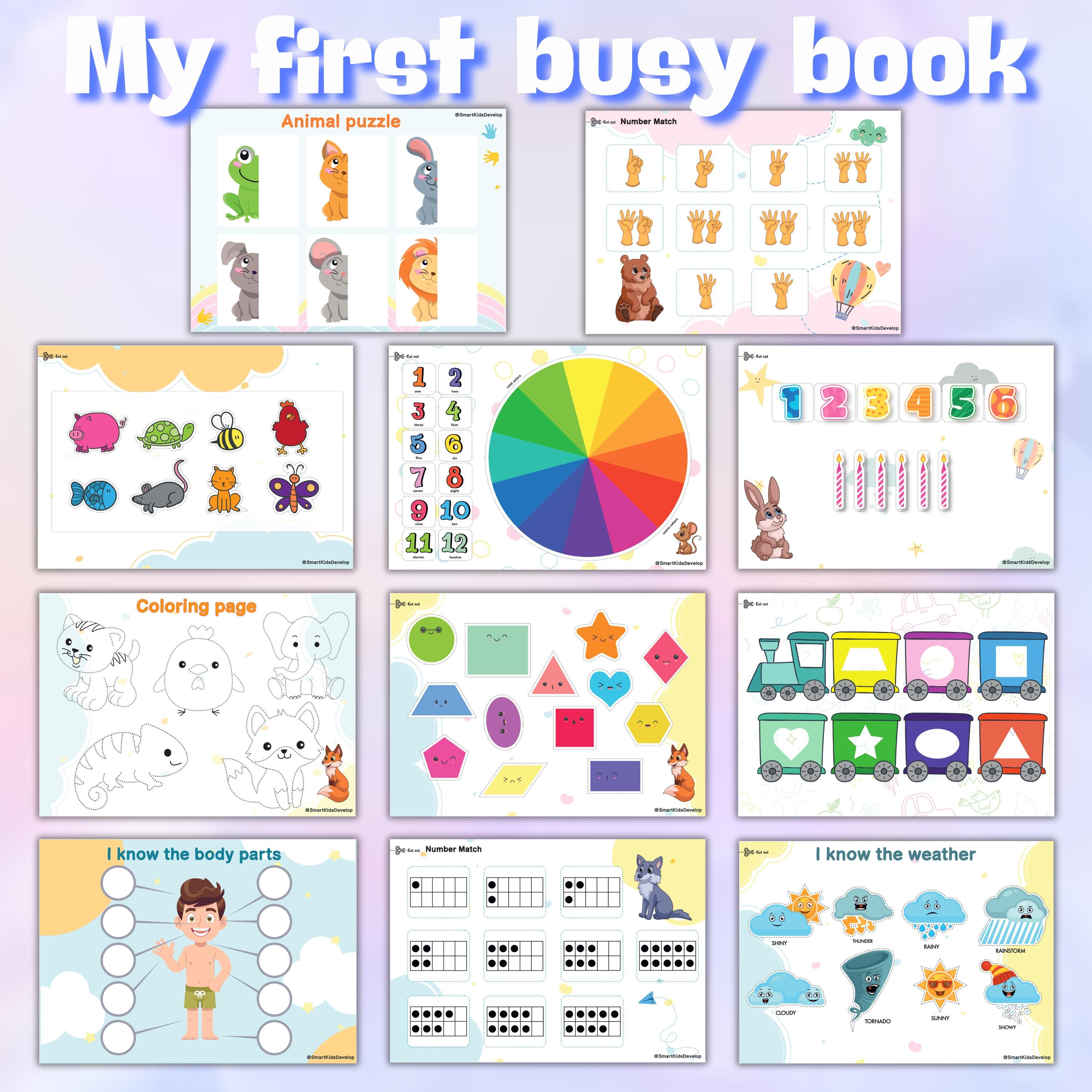 Printable Toddler Busy Book, Quiet Book, Montessori Materials Preschool ...