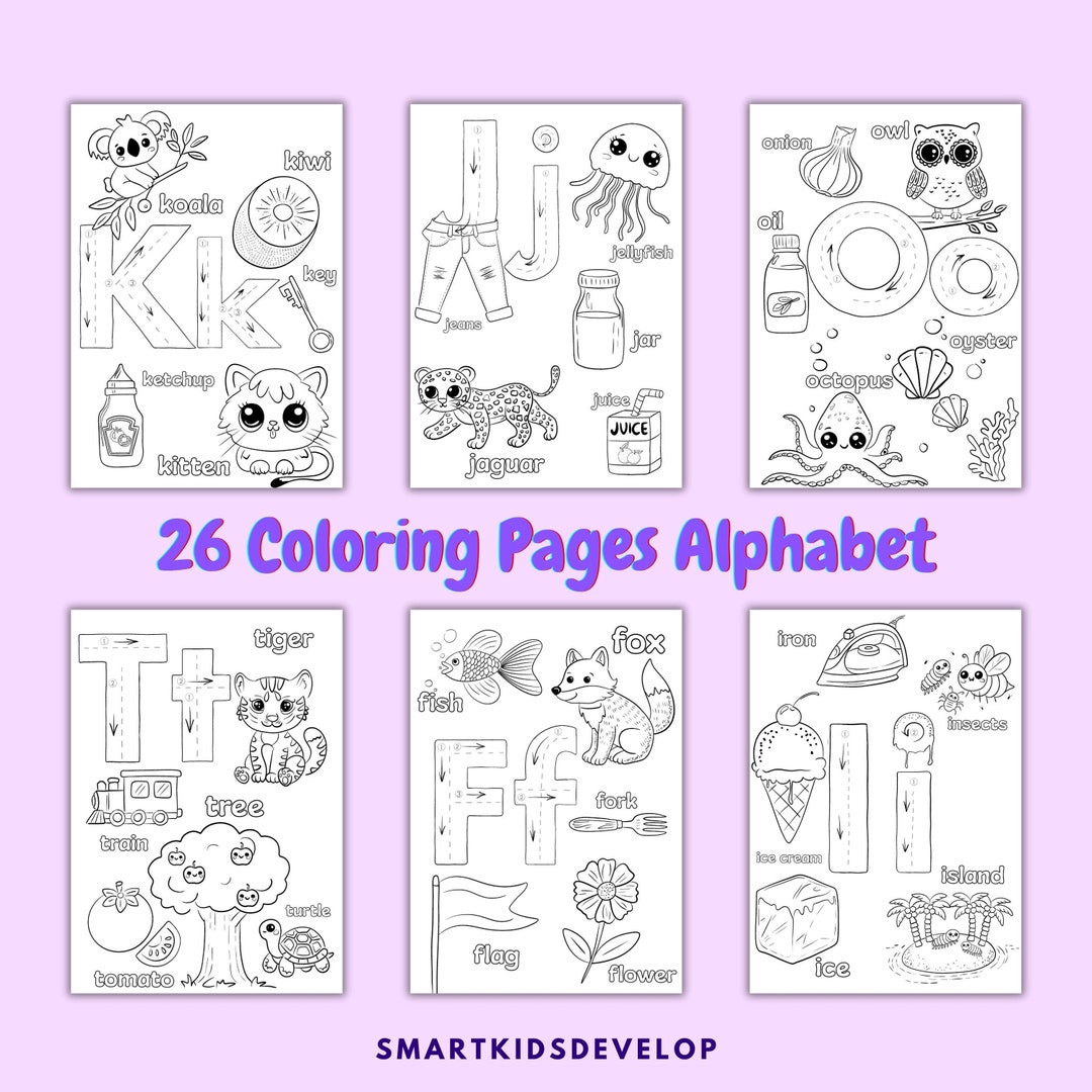 26 Coloring Pages for Kids Alphabet Printable Files for Children PDF ...