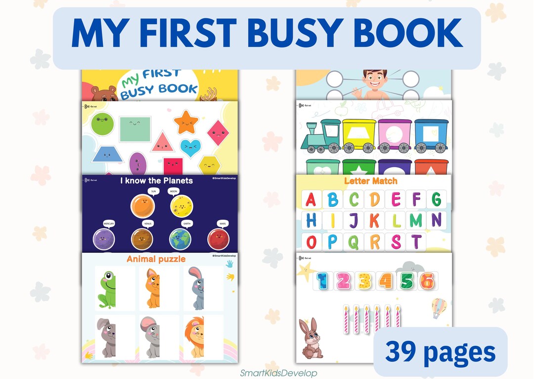 Printable Toddler Busy Book, Quiet Book, Montessori Materials Preschool ...