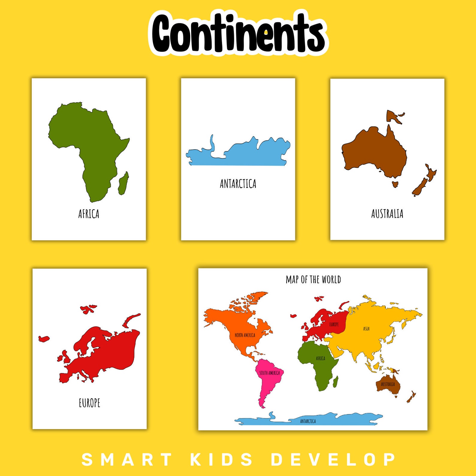 World Map CONTINENTS Educational Preschool Coloring Pages Homeschool ...