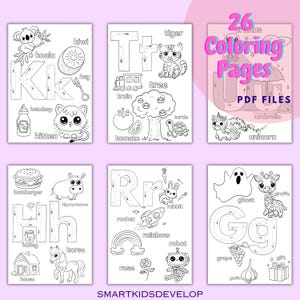 26 Coloring Pages for Kids Alphabet Printable Files for Children PDF ...