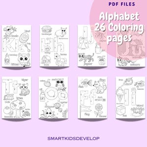 26 Coloring Pages for Kids Alphabet Printable Files for Children PDF ...