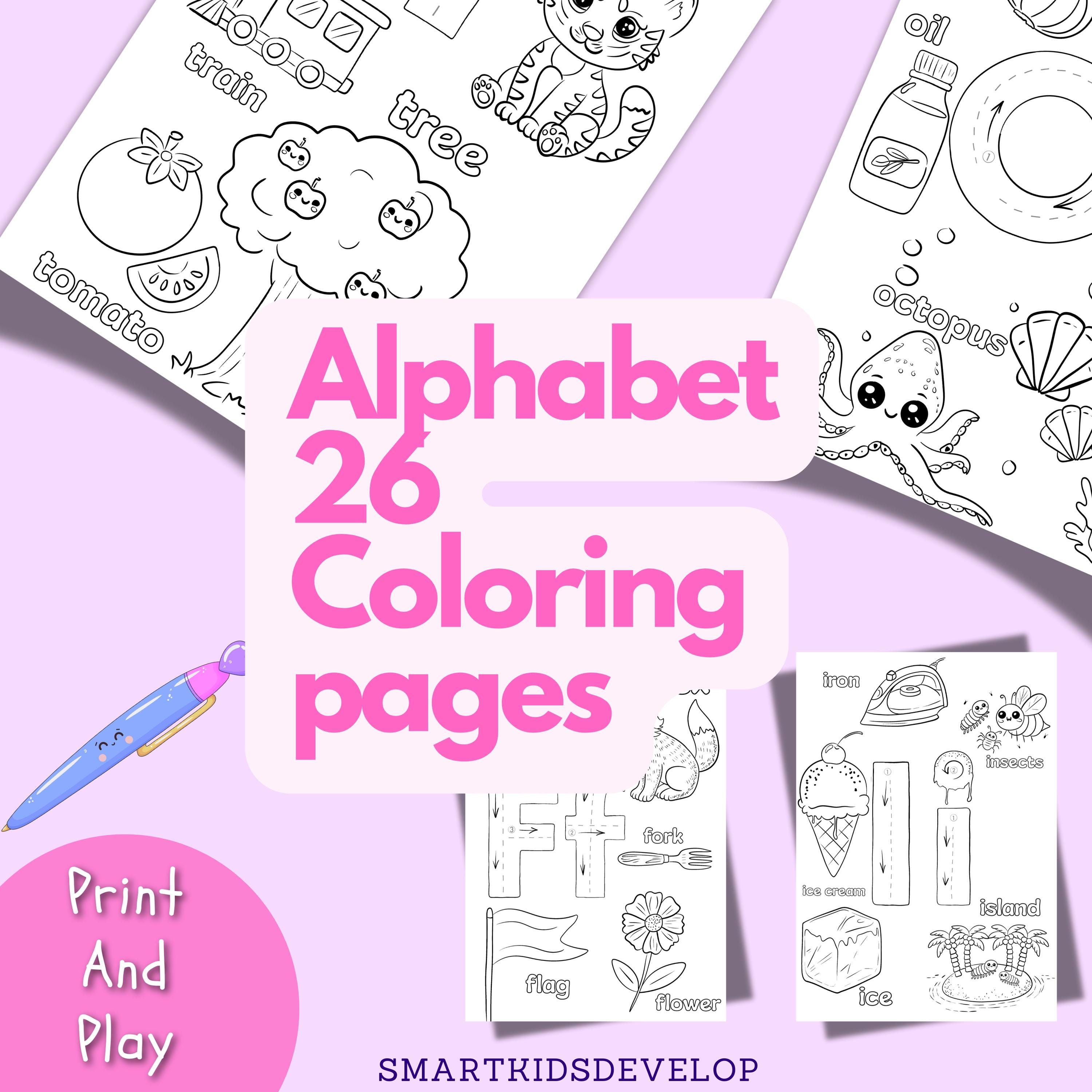 26 Coloring Pages for Kids Alphabet Printable Files for Children PDF ...