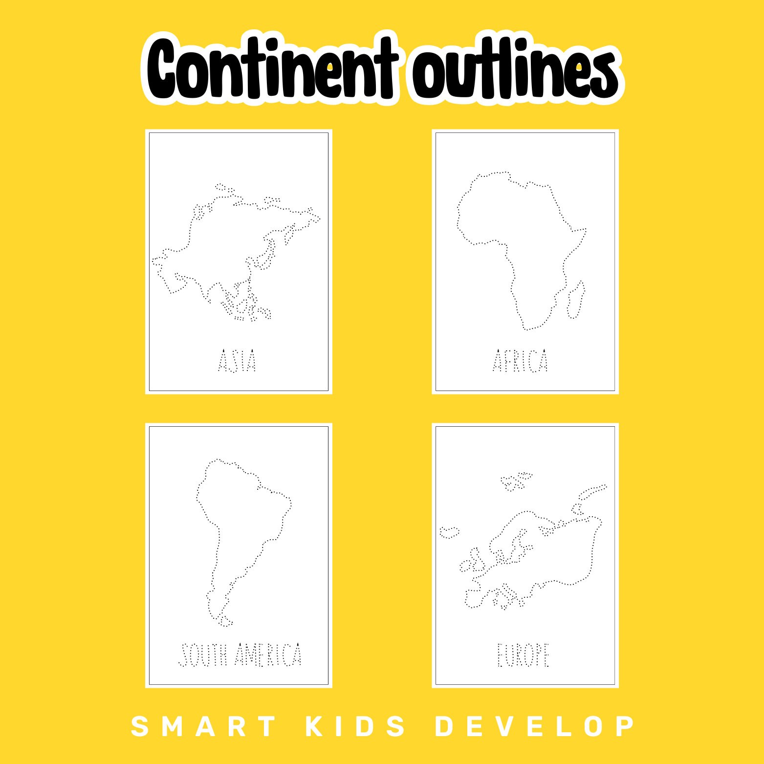 World Map CONTINENTS Educational Preschool Coloring Pages Homeschool ...