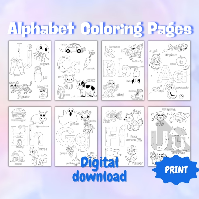 26 Alphabet Coloring Pages for Kids Printable ABC Worksheets PDF Files ...