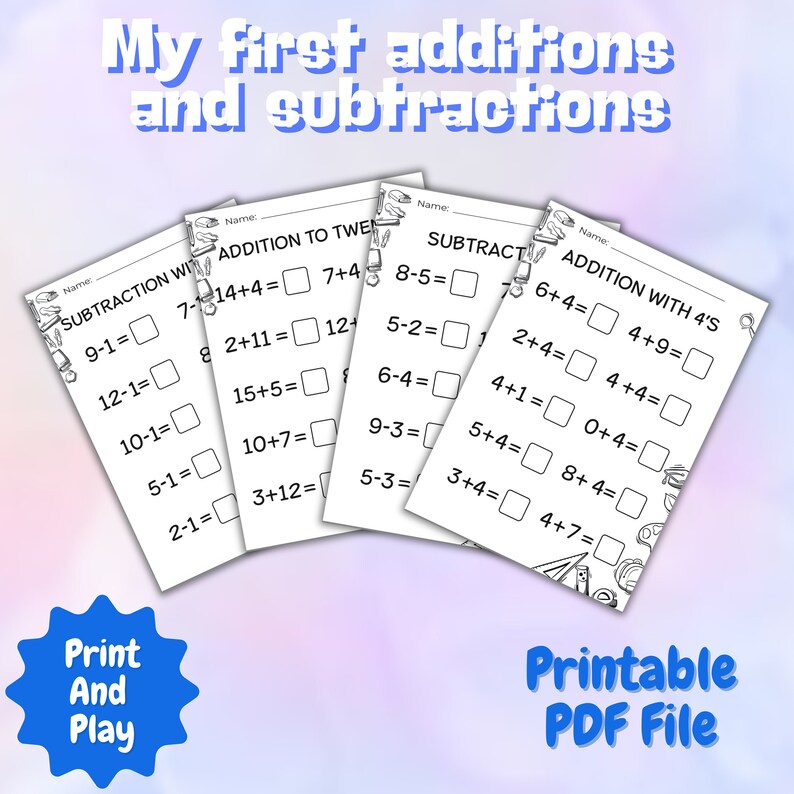 My First Additions and Subtractions, Math Exercises for Children, 41 ...