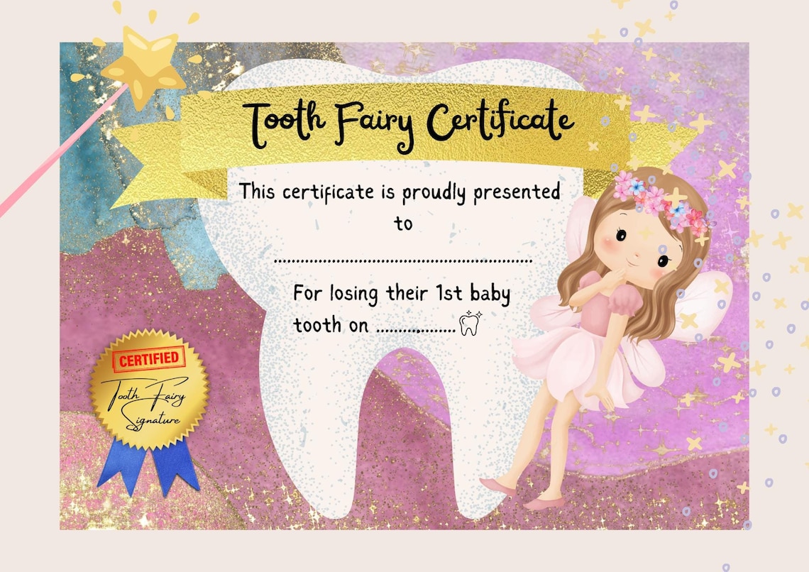 Tooth Fairy Certificate, Digital Download Tooth Fairy Certificate - Etsy