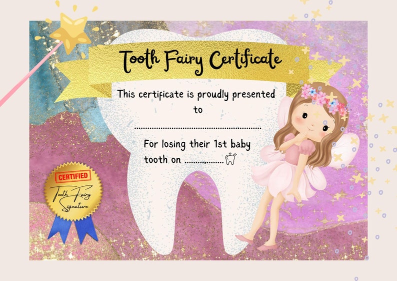 Tooth Fairy Certificate, Digital Download Tooth Fairy Certificate - Etsy