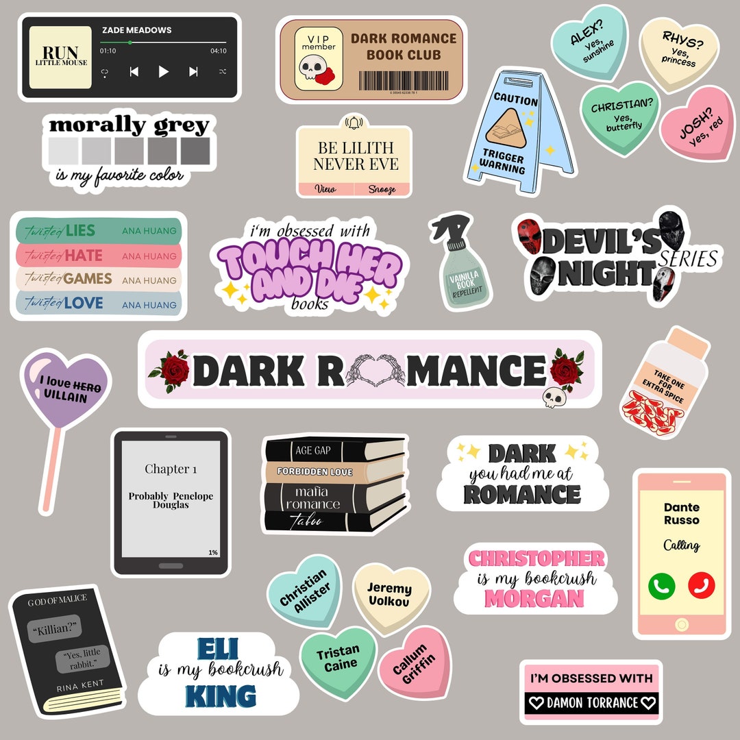 Digital Dark Romance Stickers Ready to Print A4 20 Stickers/ Sticker ...