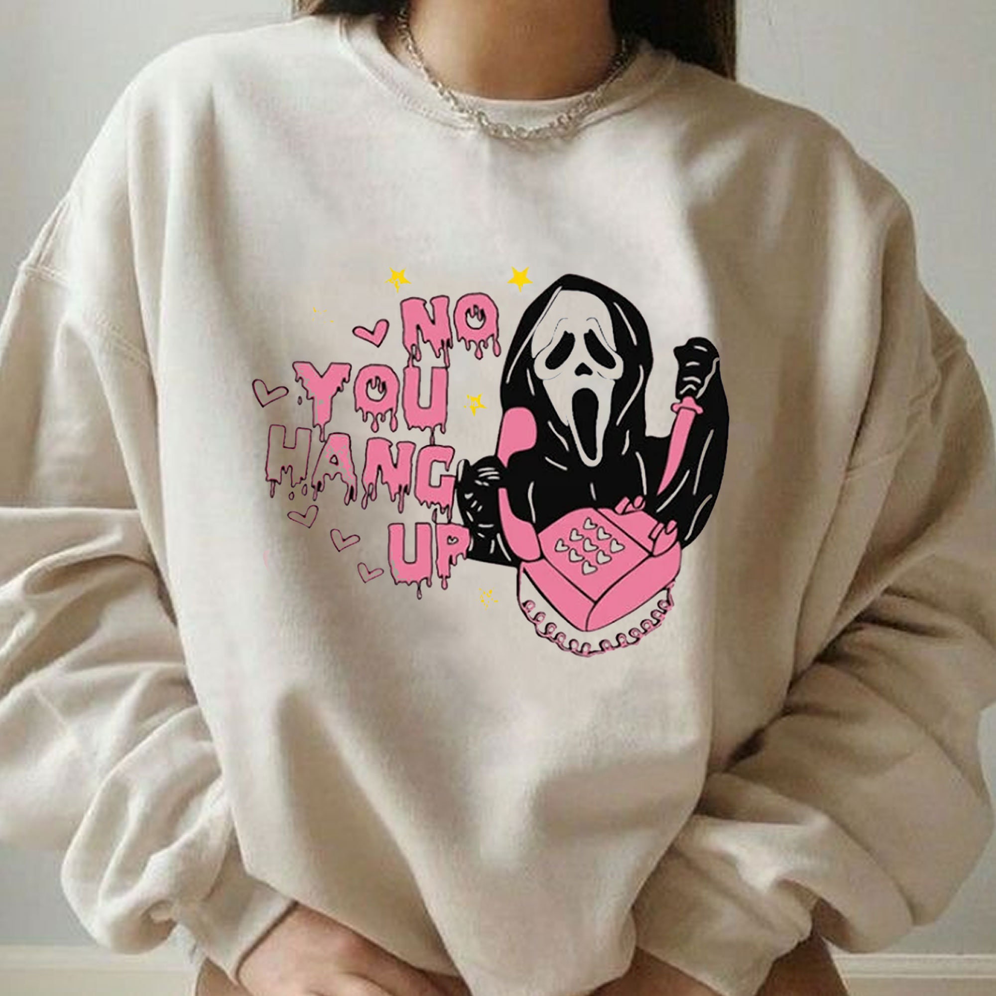 No You Hang Up Scream Mask Horror Movie Sweater, Funny Valentine ...