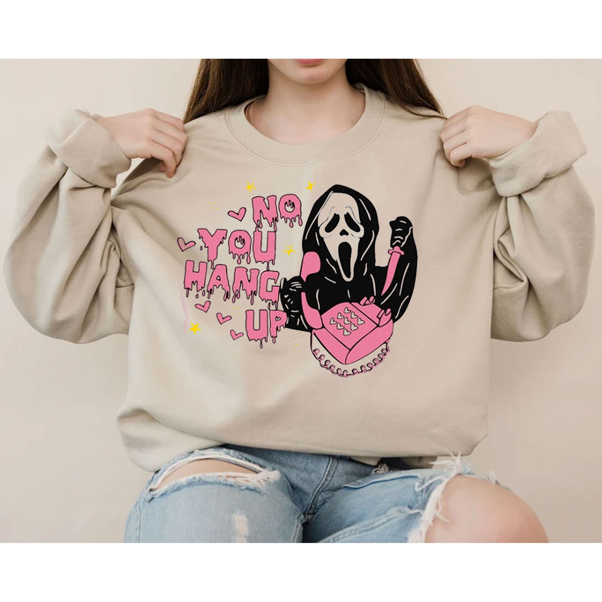 No You Hang Up Scream Mask Horror Movie Sweater, Funny Valentine ...