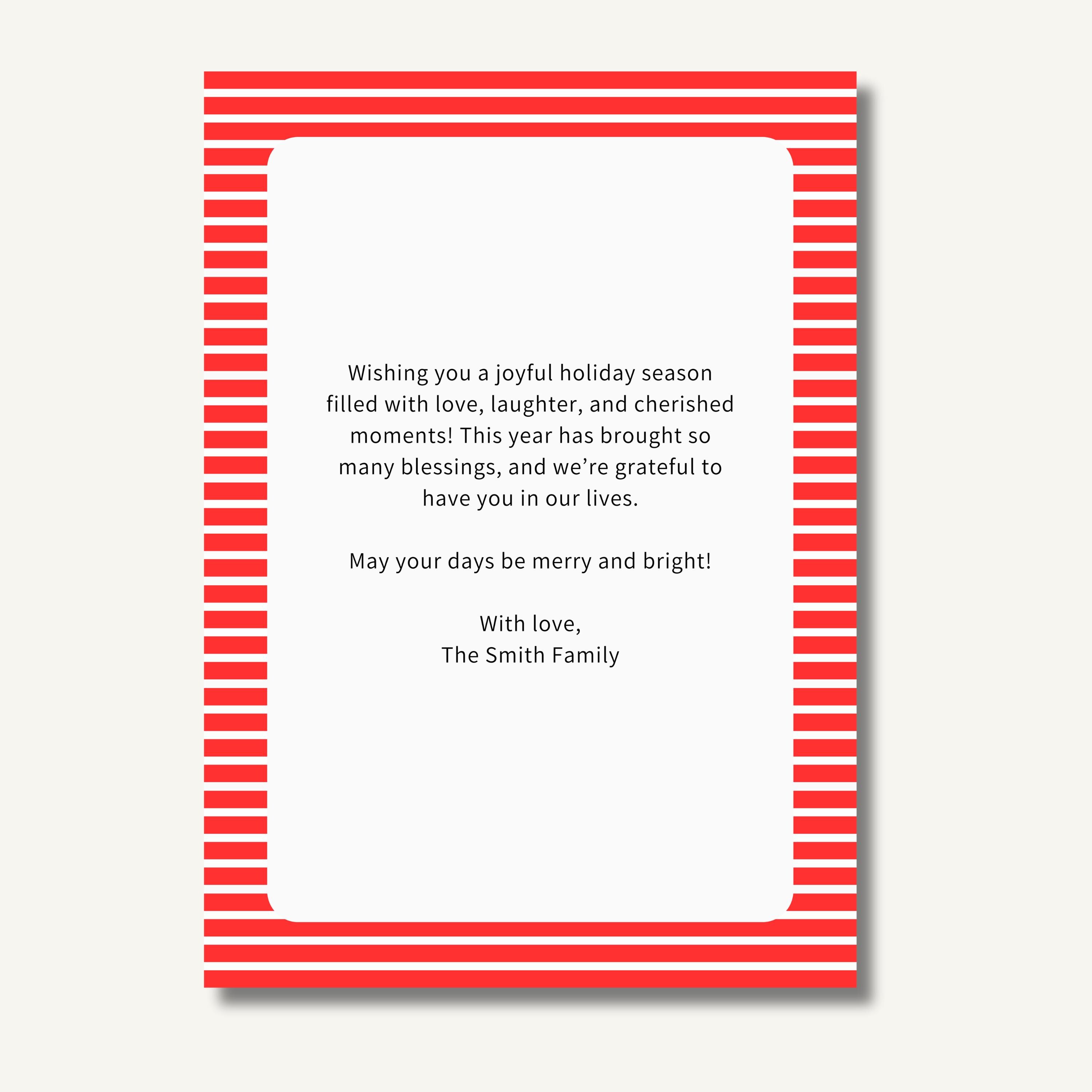 Red Stripe Christmas Photo Card Template (digital Download) - Etsy