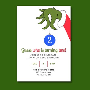 Grinch Birthday Invitation: Whoville Christmas Party Template (digital ...