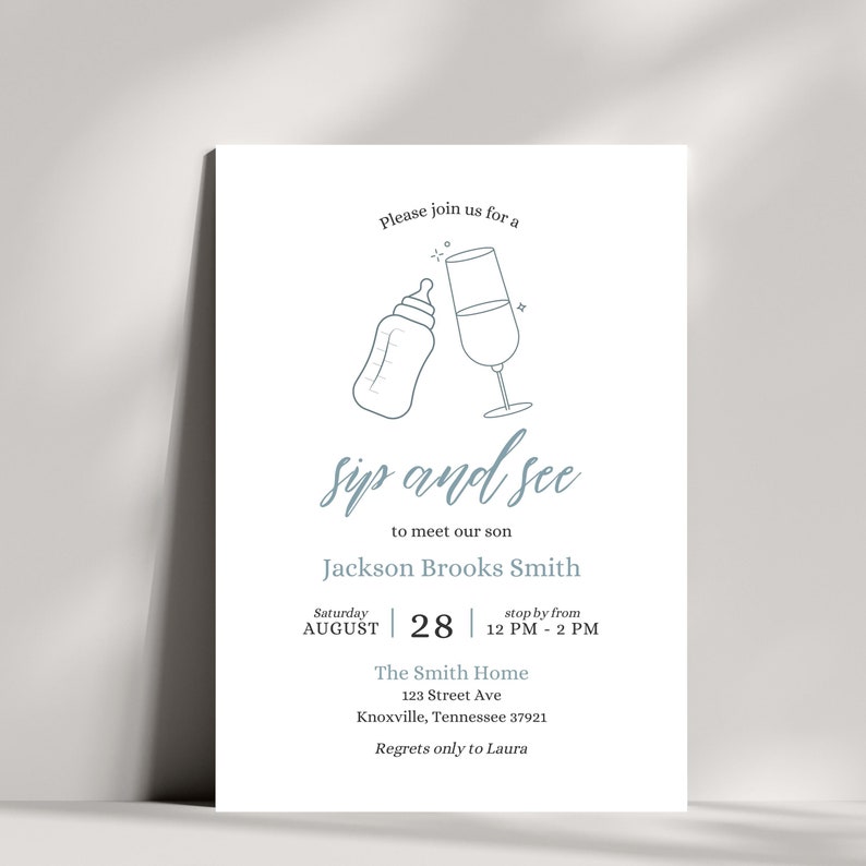 Editable Sip and See Invitation: New Baby Meet & Greet (digital ...