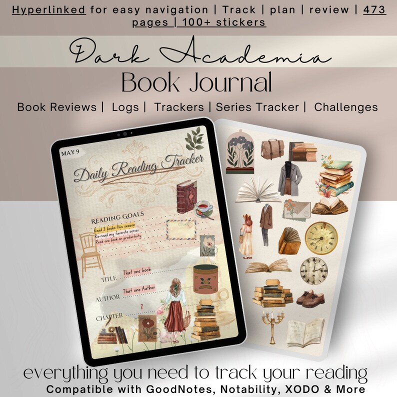 Digital Reading Journal iPad Reading Tracker Book Review Journal ...