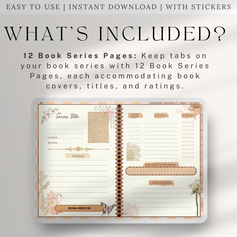 Digital Reading Journal iPad Reading Tracker Book Review Journal ...