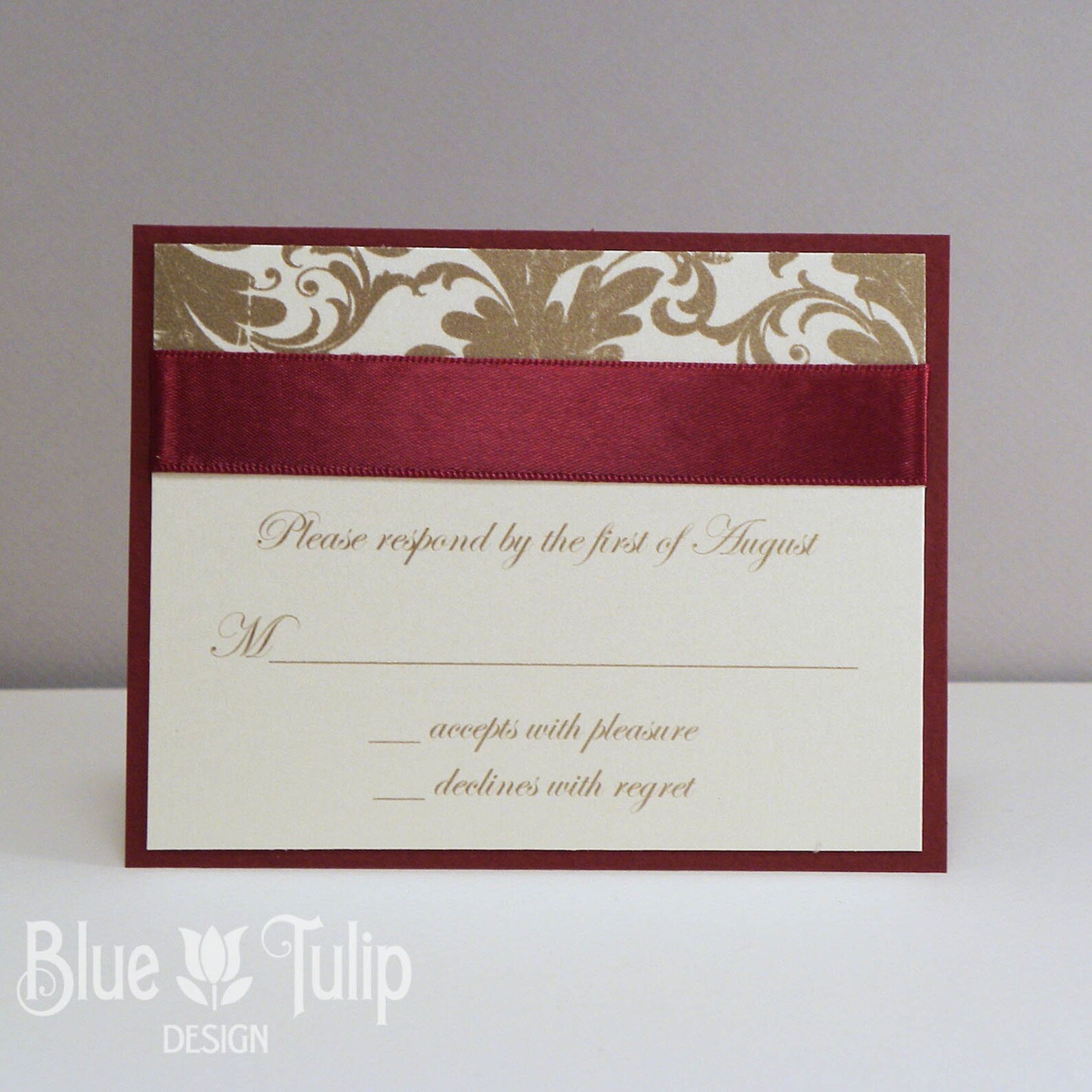 Elegant Damask Invitation with Vintage Gold Raised Ink | Etsy