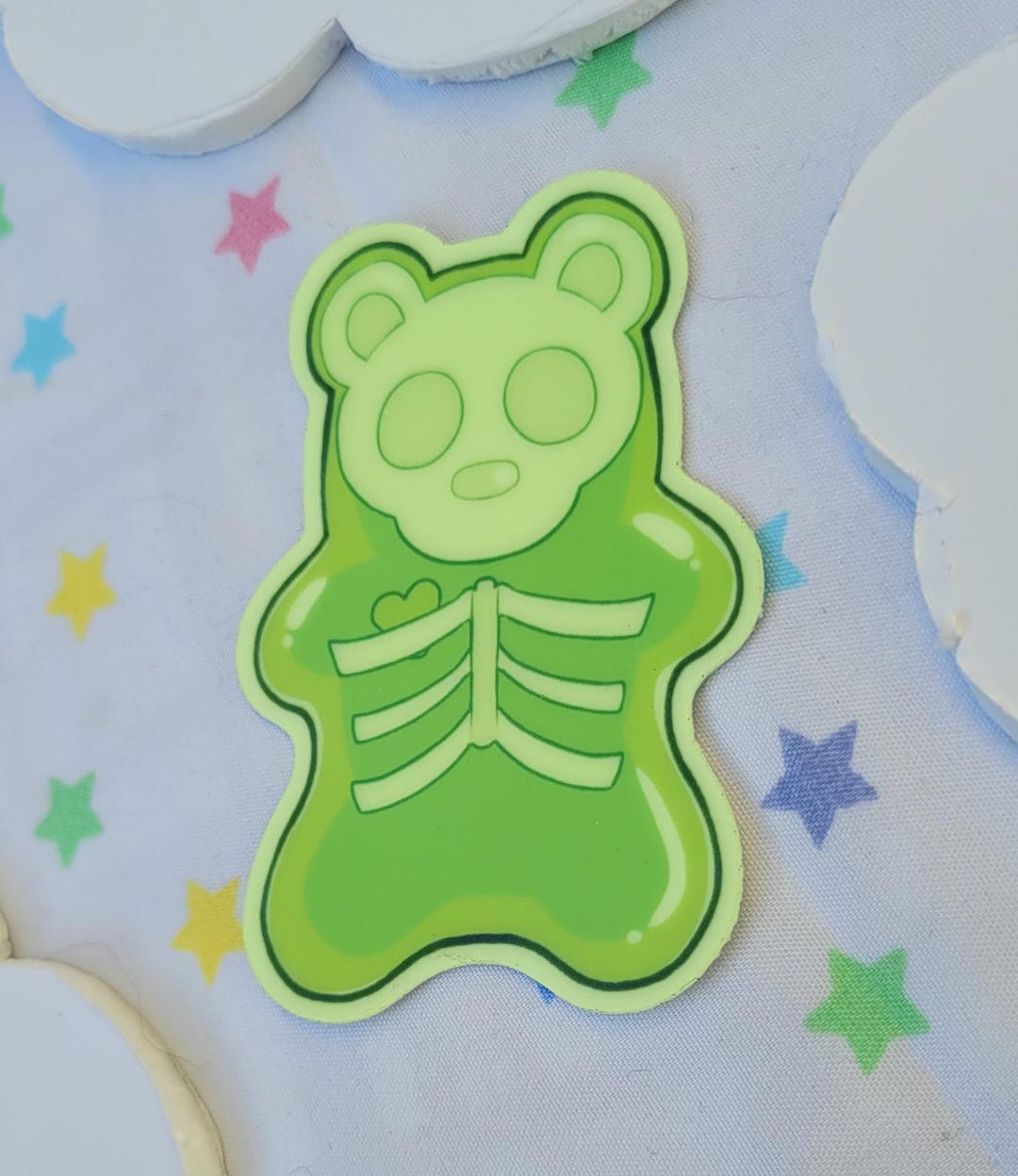 Ghoulish Gummy Skeletal X-ray Candy Bear GITD Sticker - Etsy