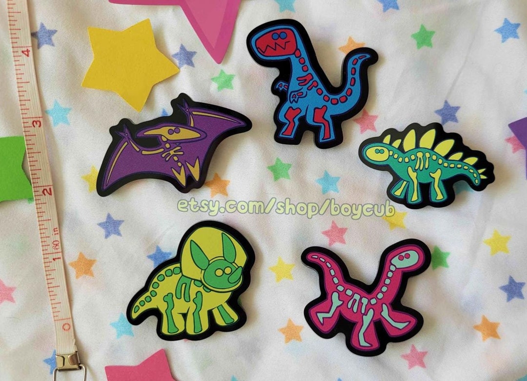 Jelly Dinosaur Colorful X-ray Bones Acrylic Pins - Etsy