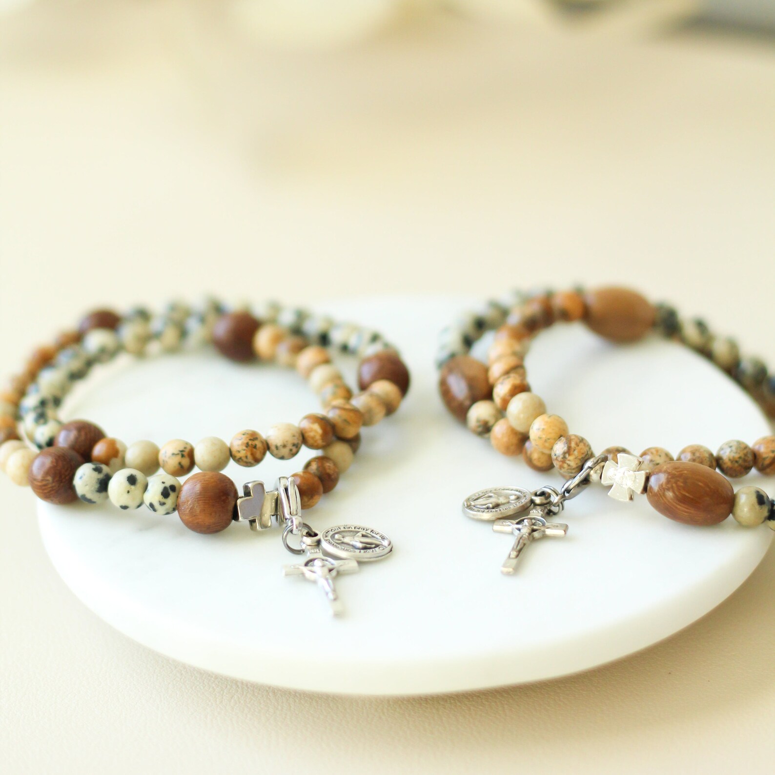 Chews Life Stretch & Wrap Rosary Bracelet: Kolbe (brown) - Etsy