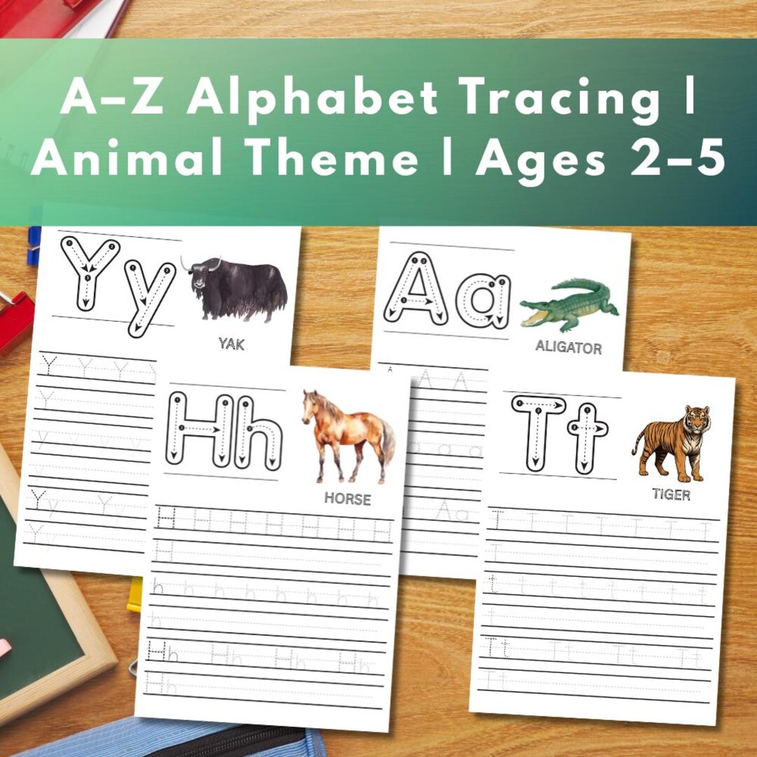 A-Z Alphabet Tracing Worksheets for Kids |animal Theme | Preschool ...