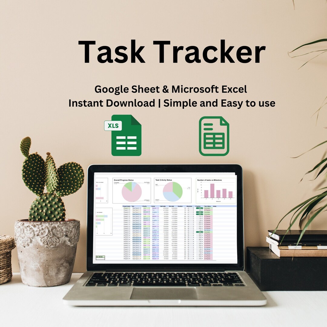 Task Tracker, Daily Planner Tracker Template Productivity Spreadsheet ...