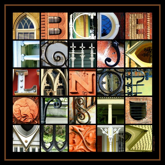 Items similar to Alphabet Letters Buildings 16" x 16" gloss print on Etsy