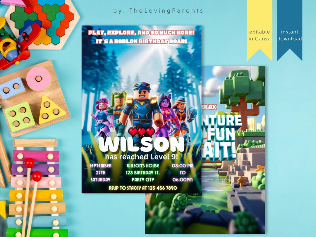 Roblox Invitation Roblox Birthday Roblox Party Roblox Printable Roblox ...