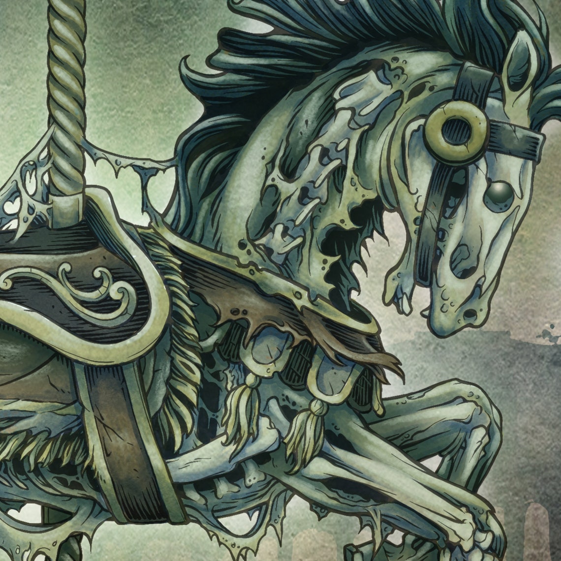 Dark Carousel Art Print | Etsy
