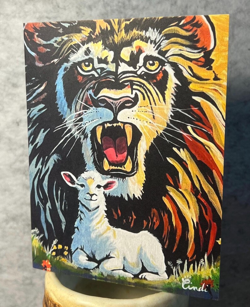 Lion & Lamb Notecards: Christian Art, Encouragement Cards (5 Pack) - Etsy