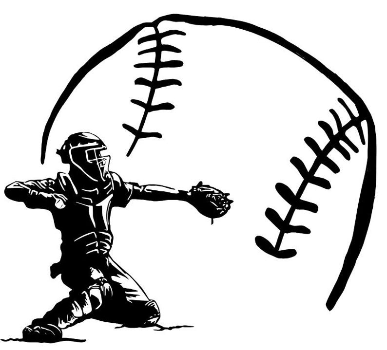 Customizable Baseball Catcher SVG and DXF - Etsy