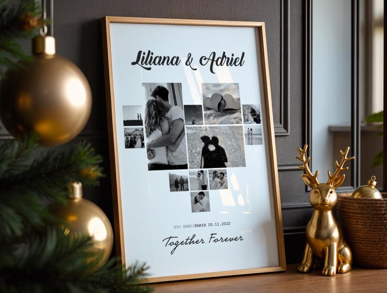 Personalized Custom Photo Collage Poster, Printed Gift, Love, Wedding ...