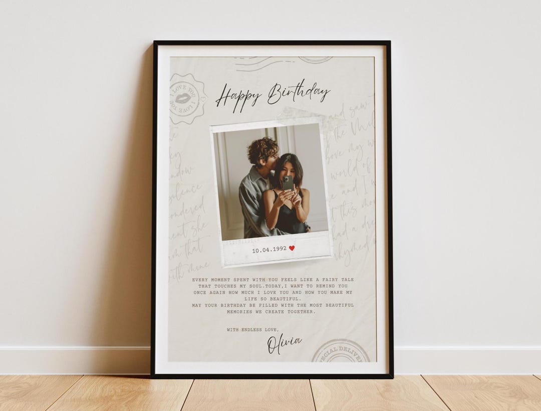 Personalized Birthday Poster,love Poster Gift, Polaroid Style,romantic ...