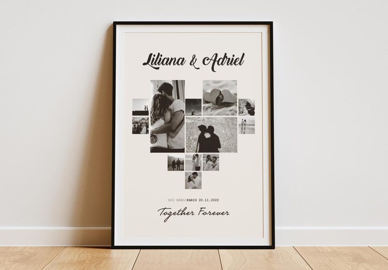 Personalized Custom Photo Collage Poster, Printed Gift, Love, Wedding ...
