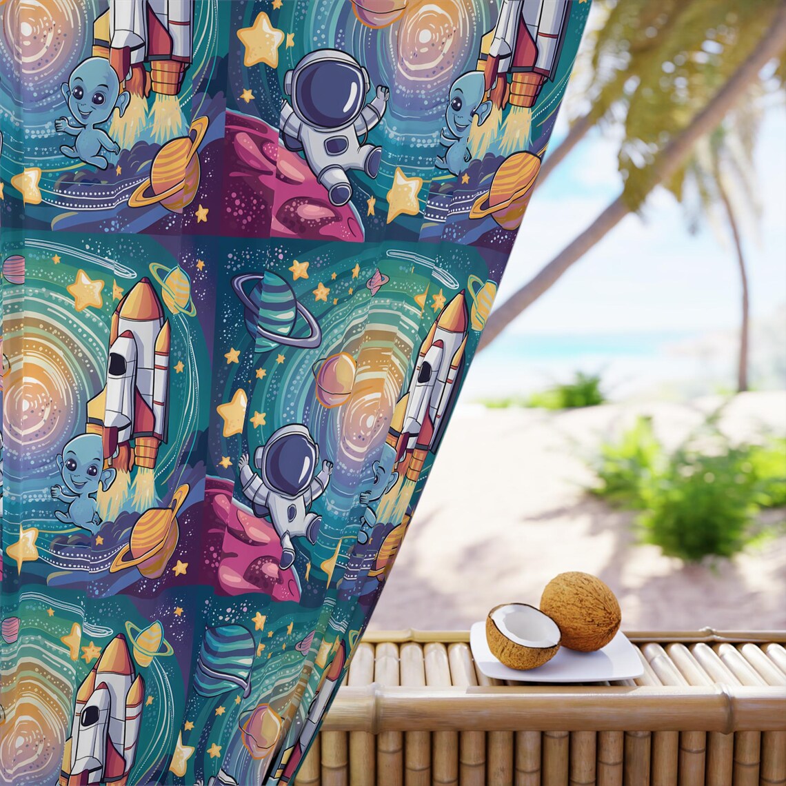 Space Themed Window Curtains for Children and Babies 1 Piece - Etsy