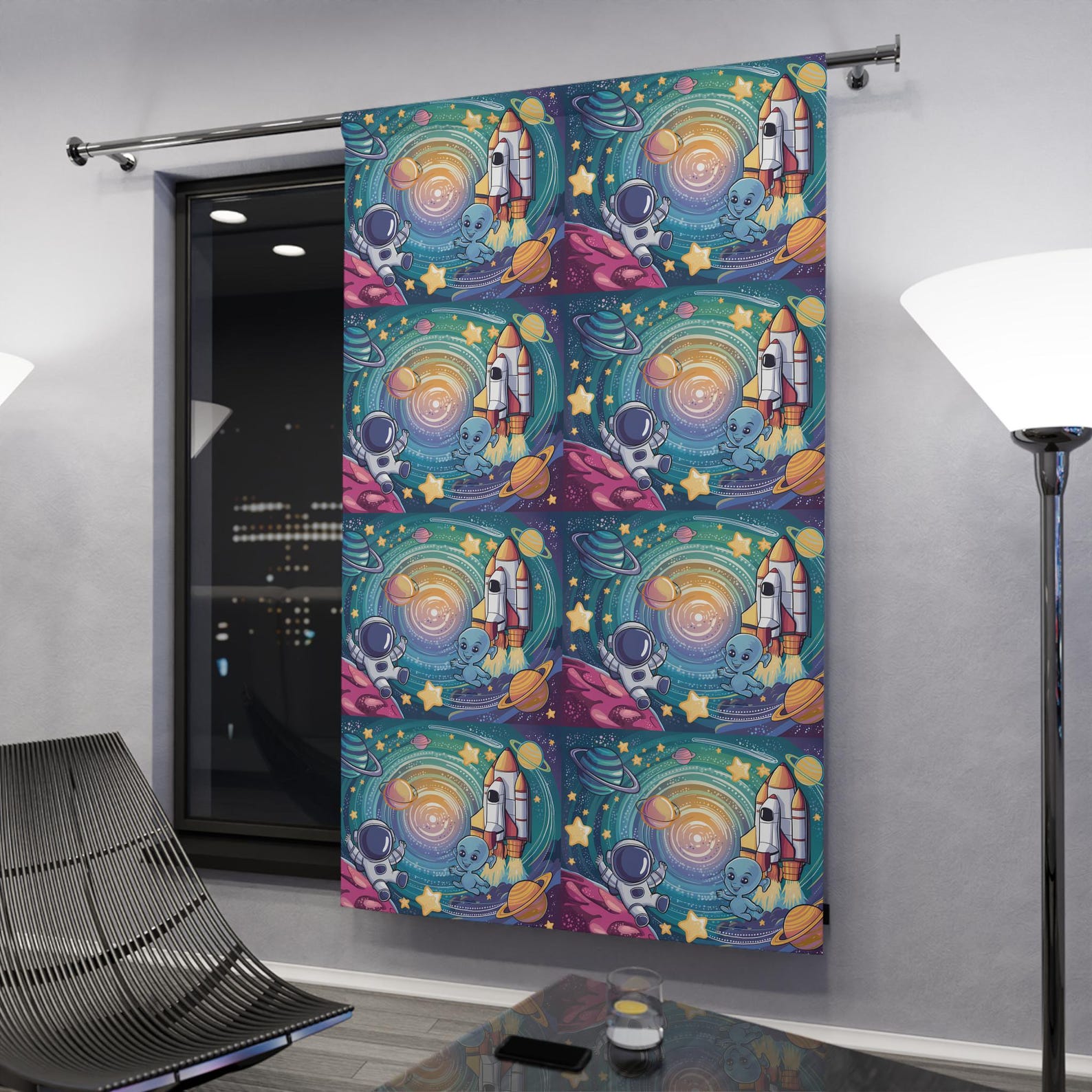 Space Themed Window Curtains for Children and Babies 1 Piece - Etsy