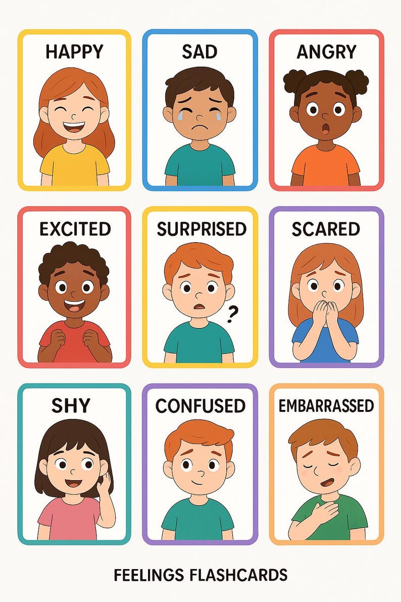 Emotions Flashcards/games - Etsy