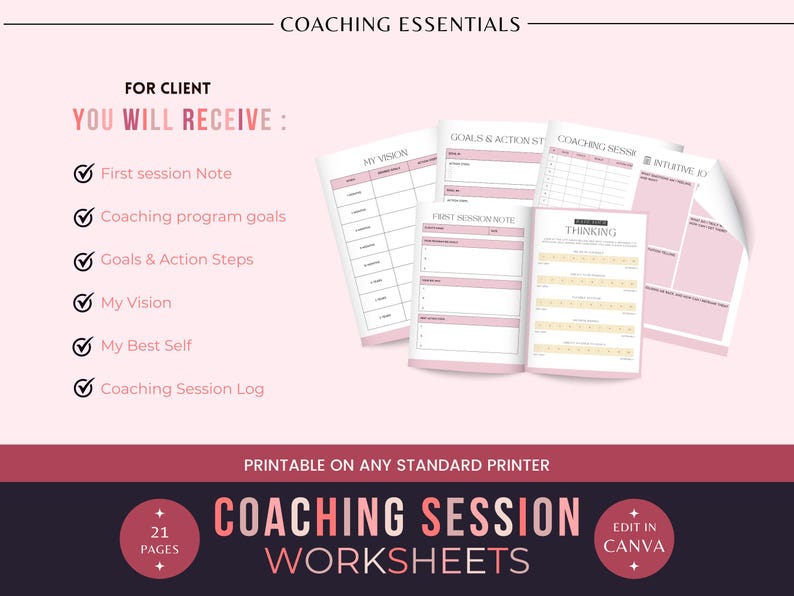 Coaching Session Worksheets Done for You,coaching Toolkit,coaching ...
