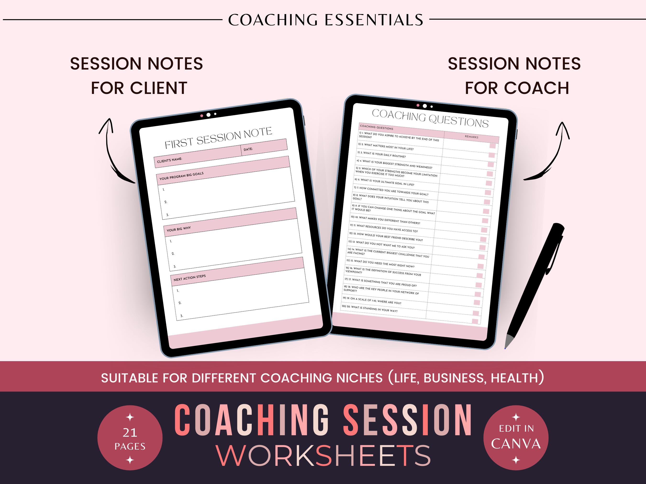 Coaching Session Worksheets Done for You,coaching Toolkit,coaching ...