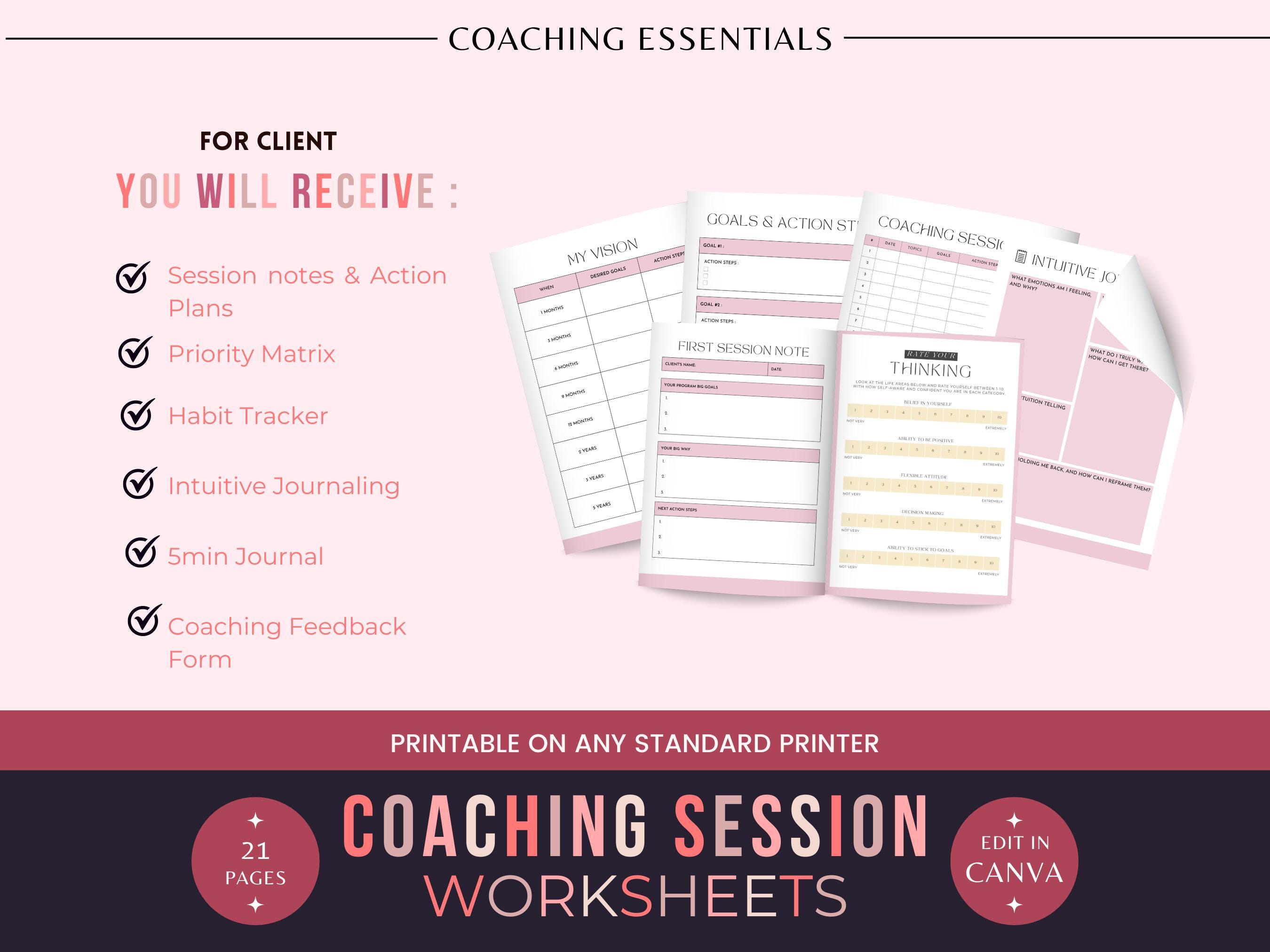 Coaching Session Worksheets Done for You,coaching Toolkit,coaching ...