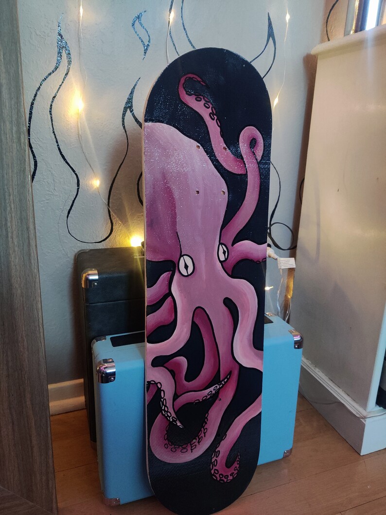 Pink Octopus Skateboard Deck - Etsy
