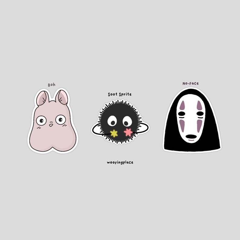 No-face (kaonashi) & Soot Sprite (susuwatari) Inspired Stickers | Cute ...