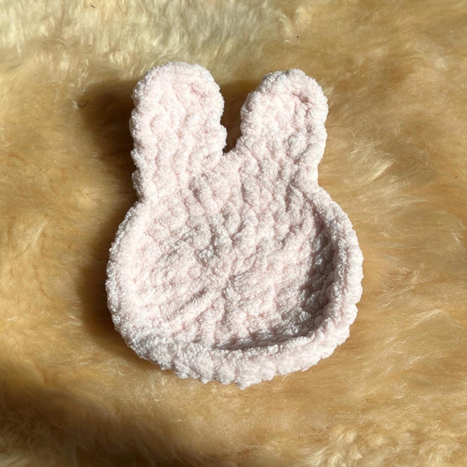 Bunny Crochet Coaster | Fluffy Yarn Bunny Crochet Coaster | Handmade ...
