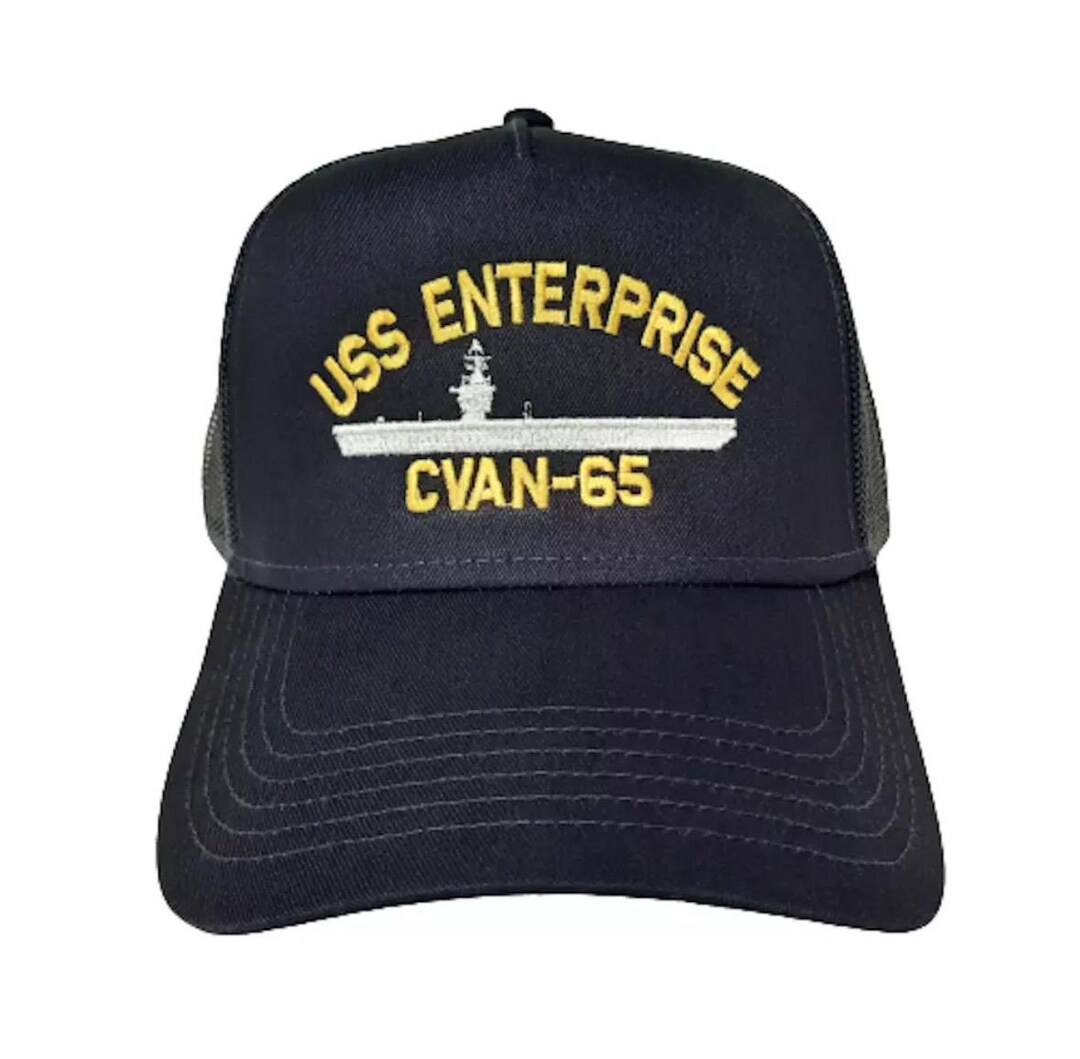 USS Enterprise CVAN-65 Baseball Cap Hat Mesh Snapback Blue Embroidered ...