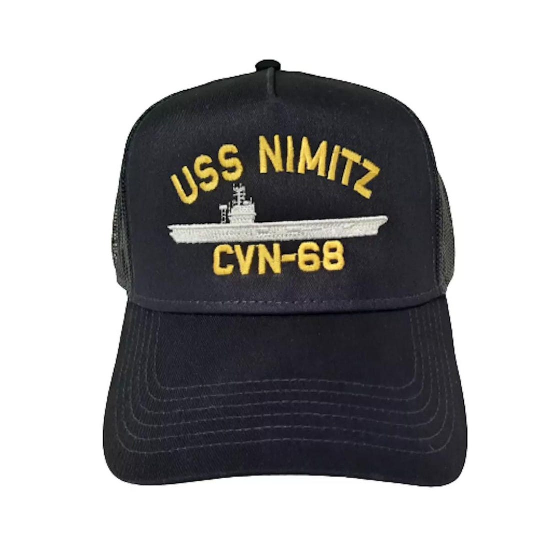 USS Nimitz CVN-68 Baseball Cap Hat Mesh Snapback Blue Embroidered US ...
