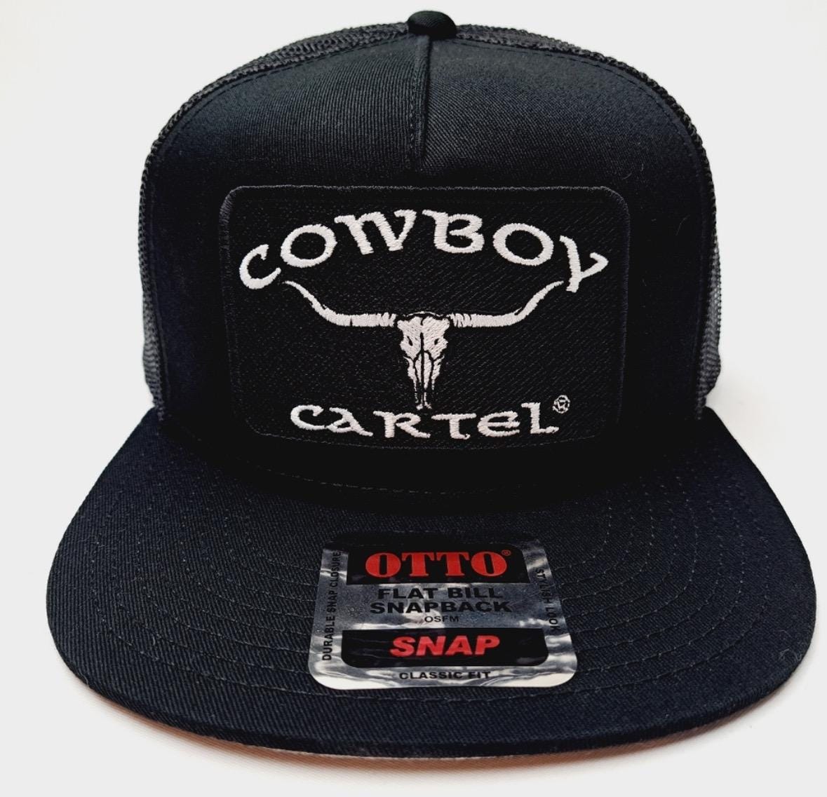 Cowboy Cartel Patch Embroidered Black and Black Flat Bill Snapback - Etsy